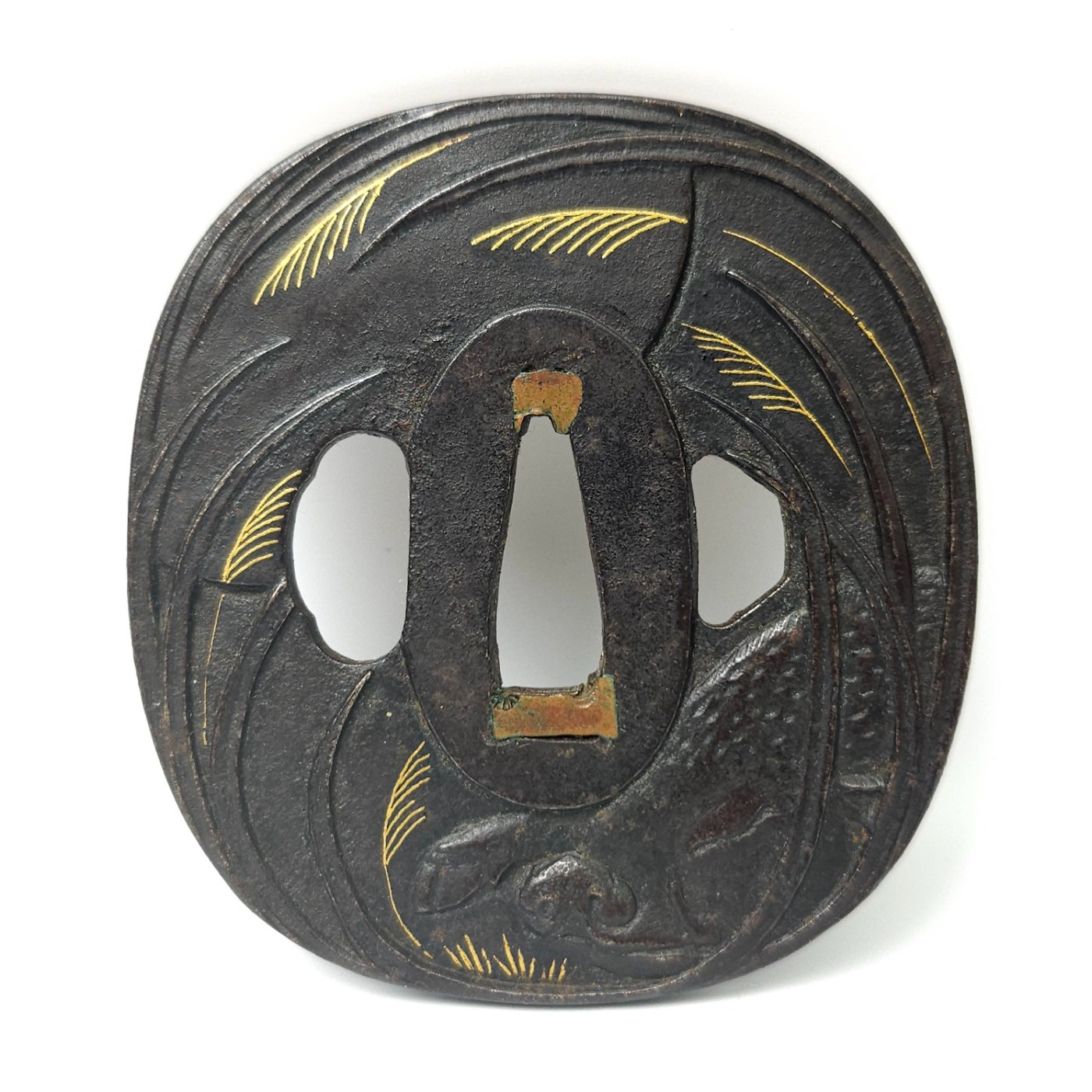 Boar with reeds Tsuba, Umetada - Tsubashi