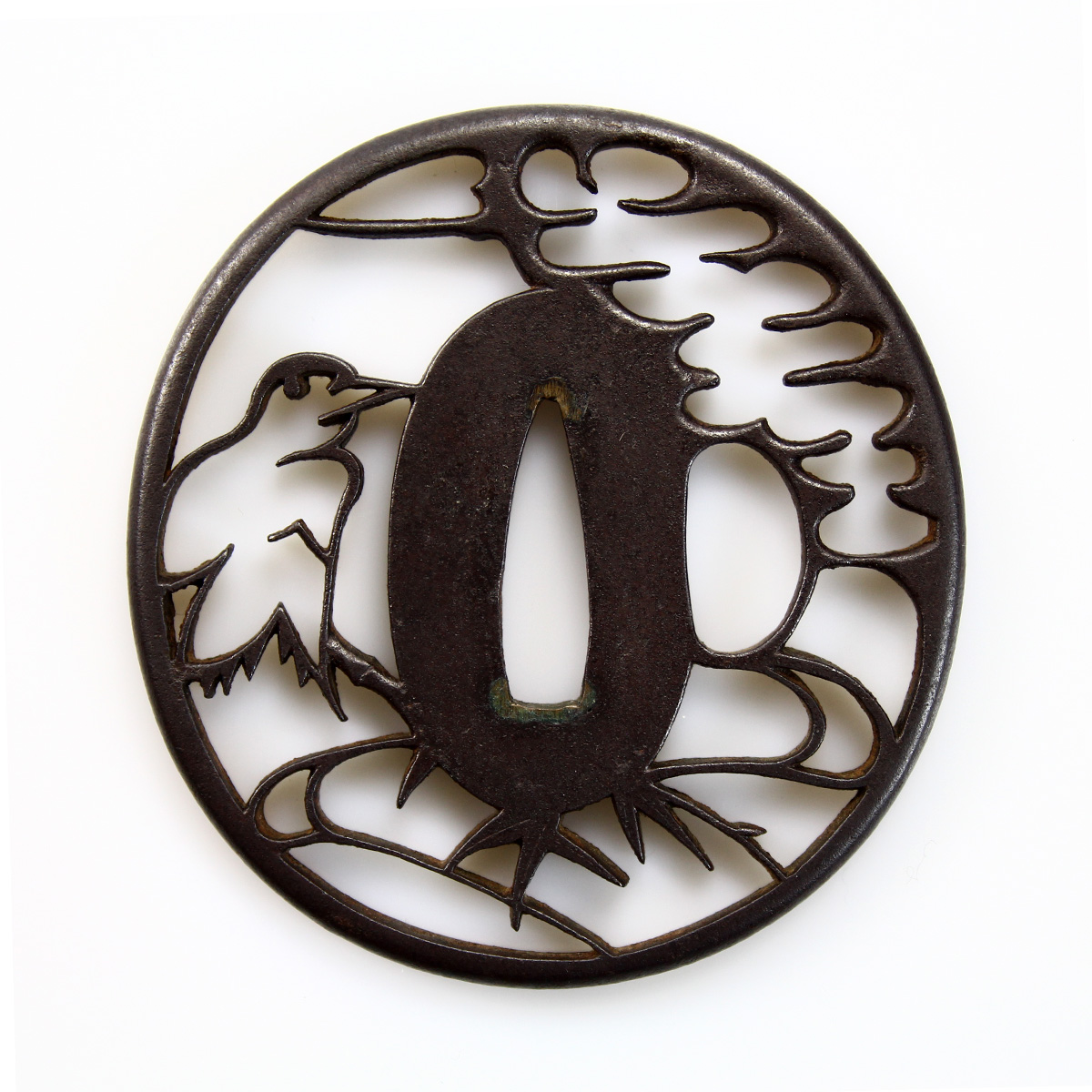 Bushu Sukashi Bird Tsuba. Ex. Backhoff coll. - Tsubashi